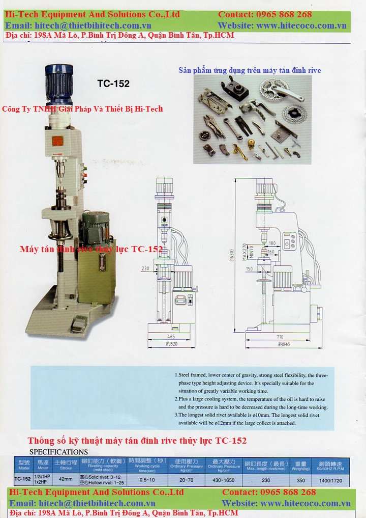 MÁY TÁN ĐINH RIVE THỦY LỰC ATOLI TC-152